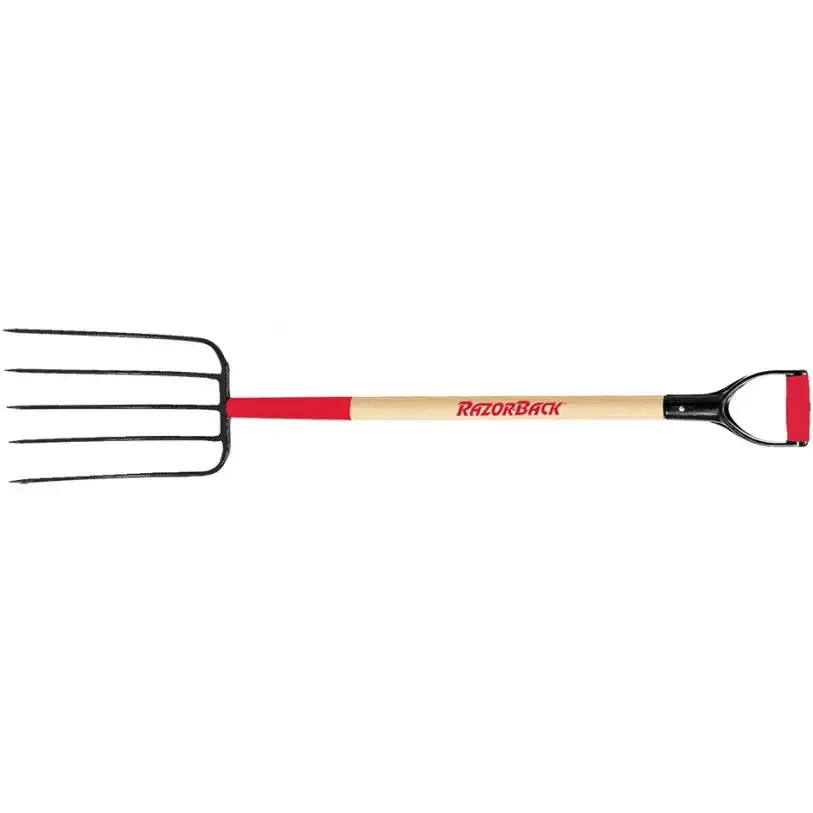 Razor-Back Forged Compost Fork With Wood Handle 5-Tine 2827200 ...