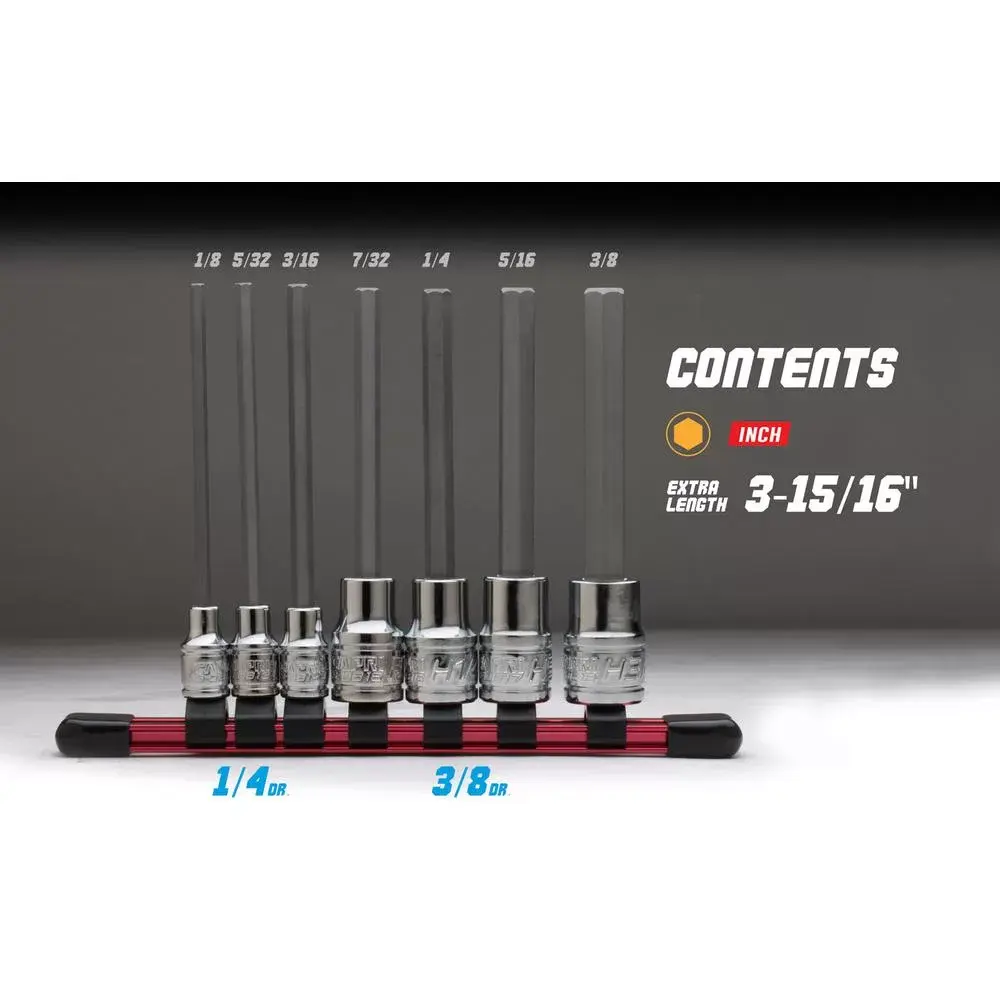 Capri Tools SAE Long Hex Bit Socket Set 7-Piece For Professional ...